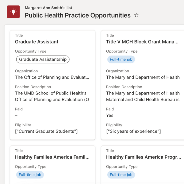 Student Practice Opportunities | University of Maryland | School of Public Health